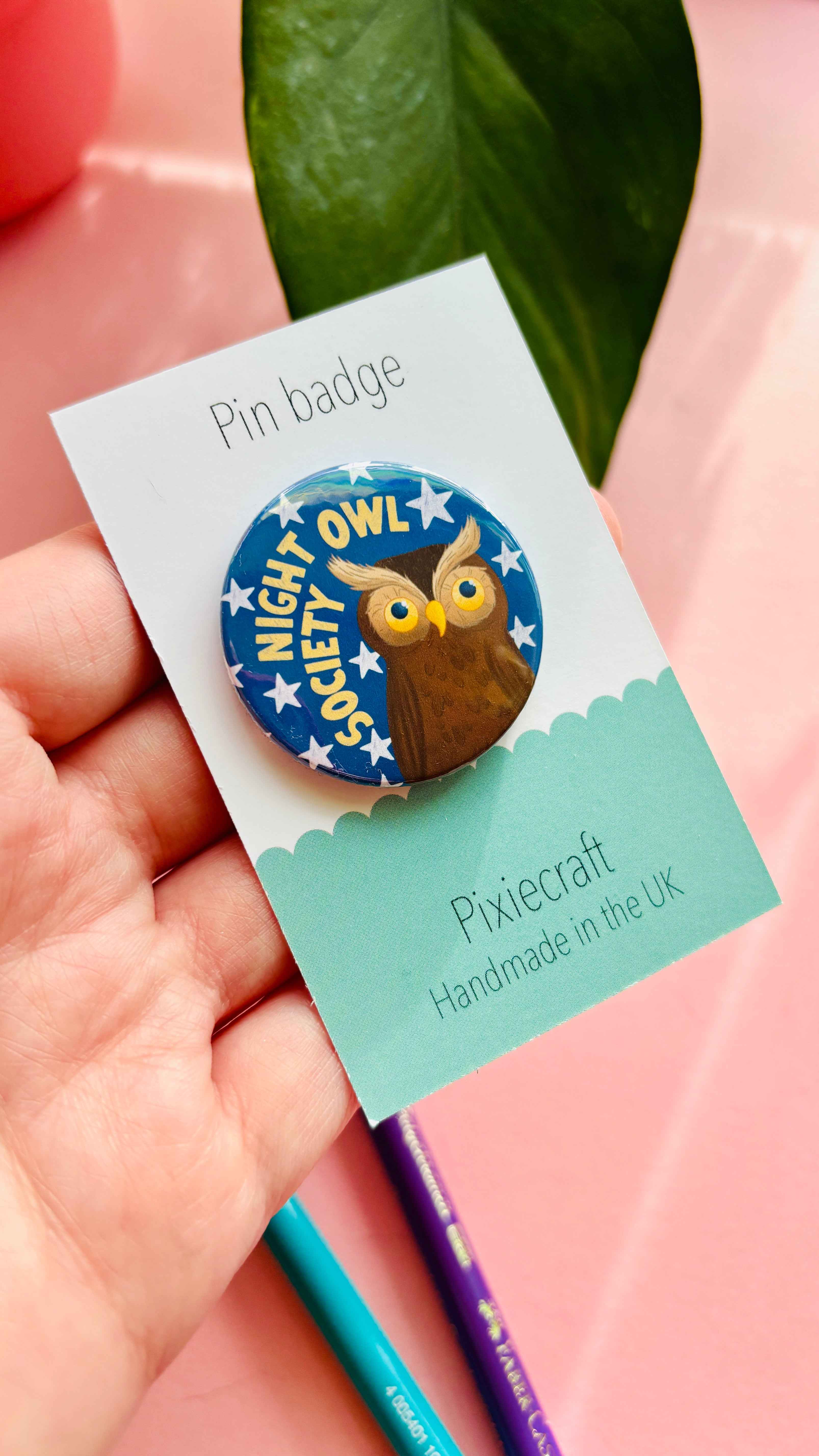 Night owl Society Badge or Magnet - Pixiecraft